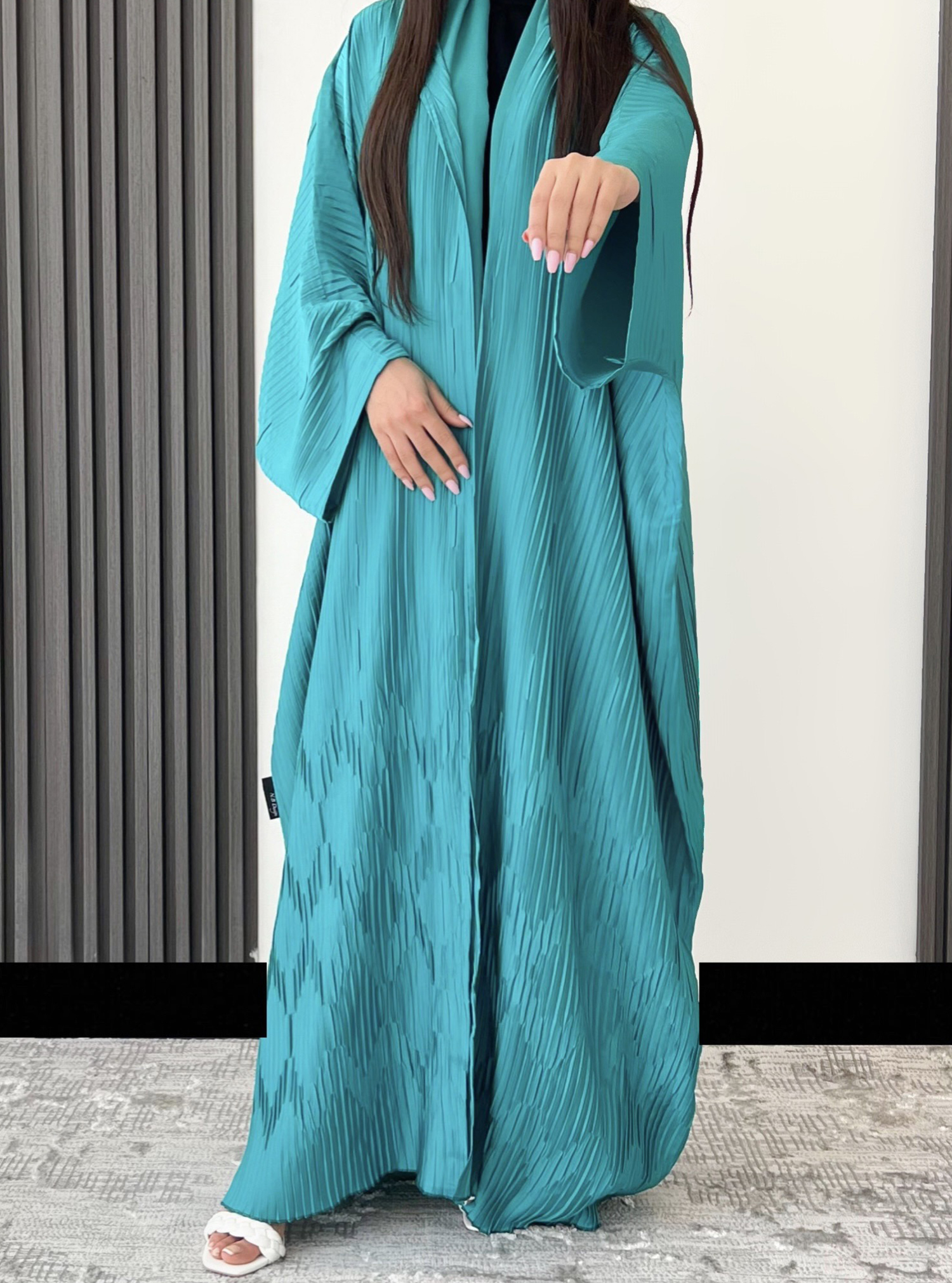 Pleated abaya Pleated teal Abaya with zigzag Design. Abayas from NB ...