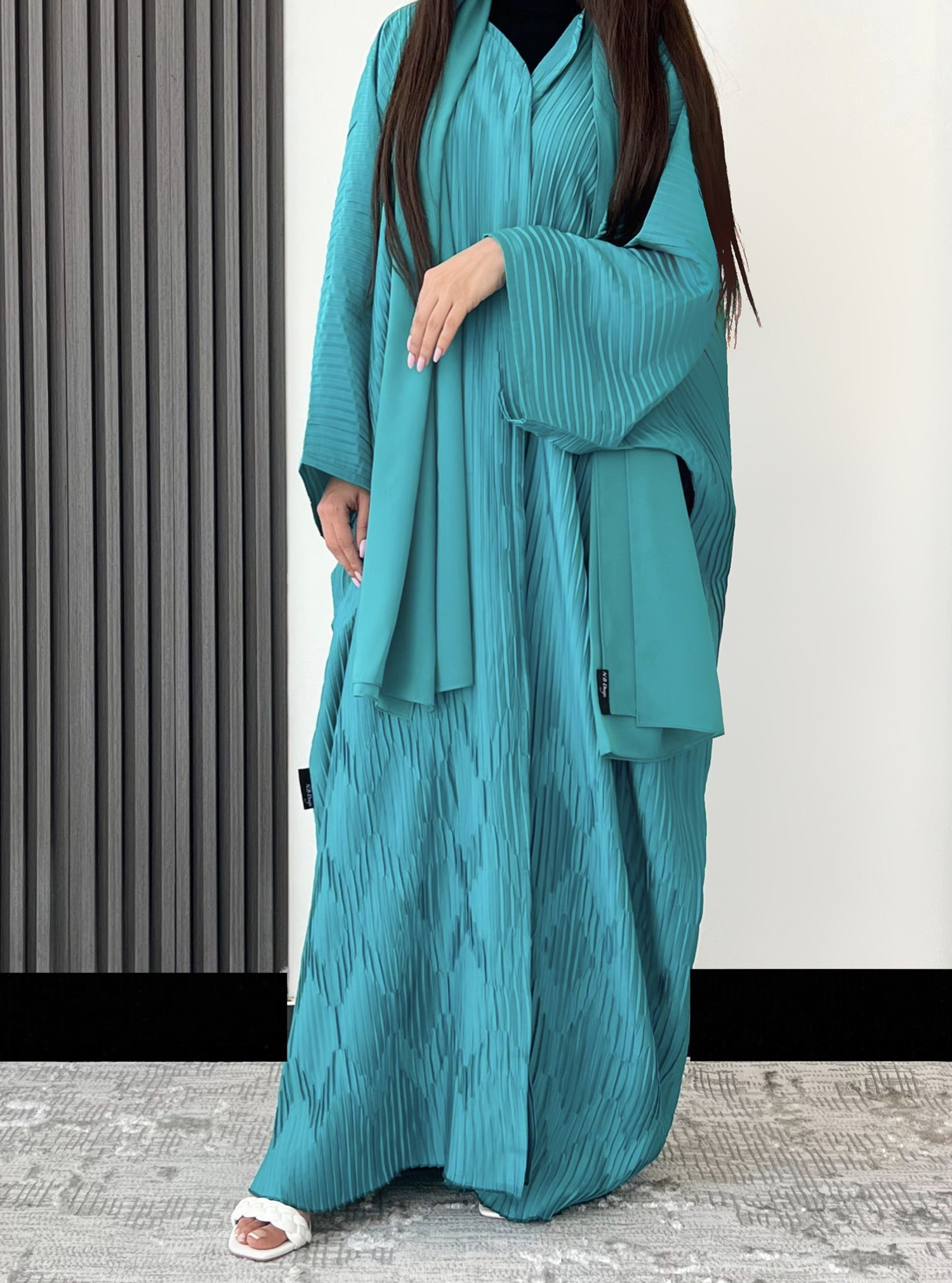 Pleated abaya Pleated teal Abaya with zigzag Design. Abayas from NB ...
