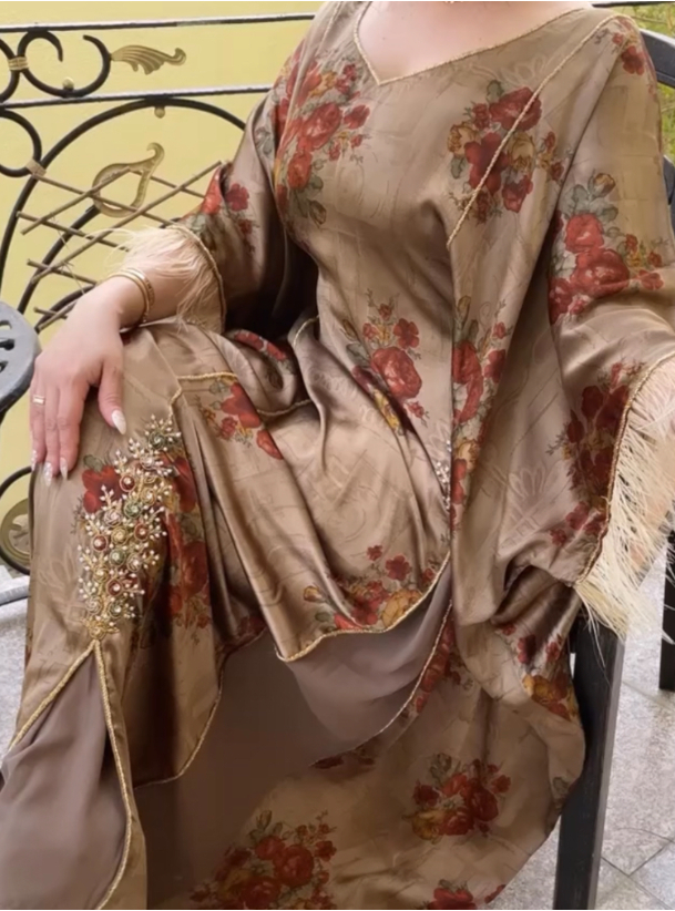 Floral Dress Floral vintage-inspired modest dress with feather ...