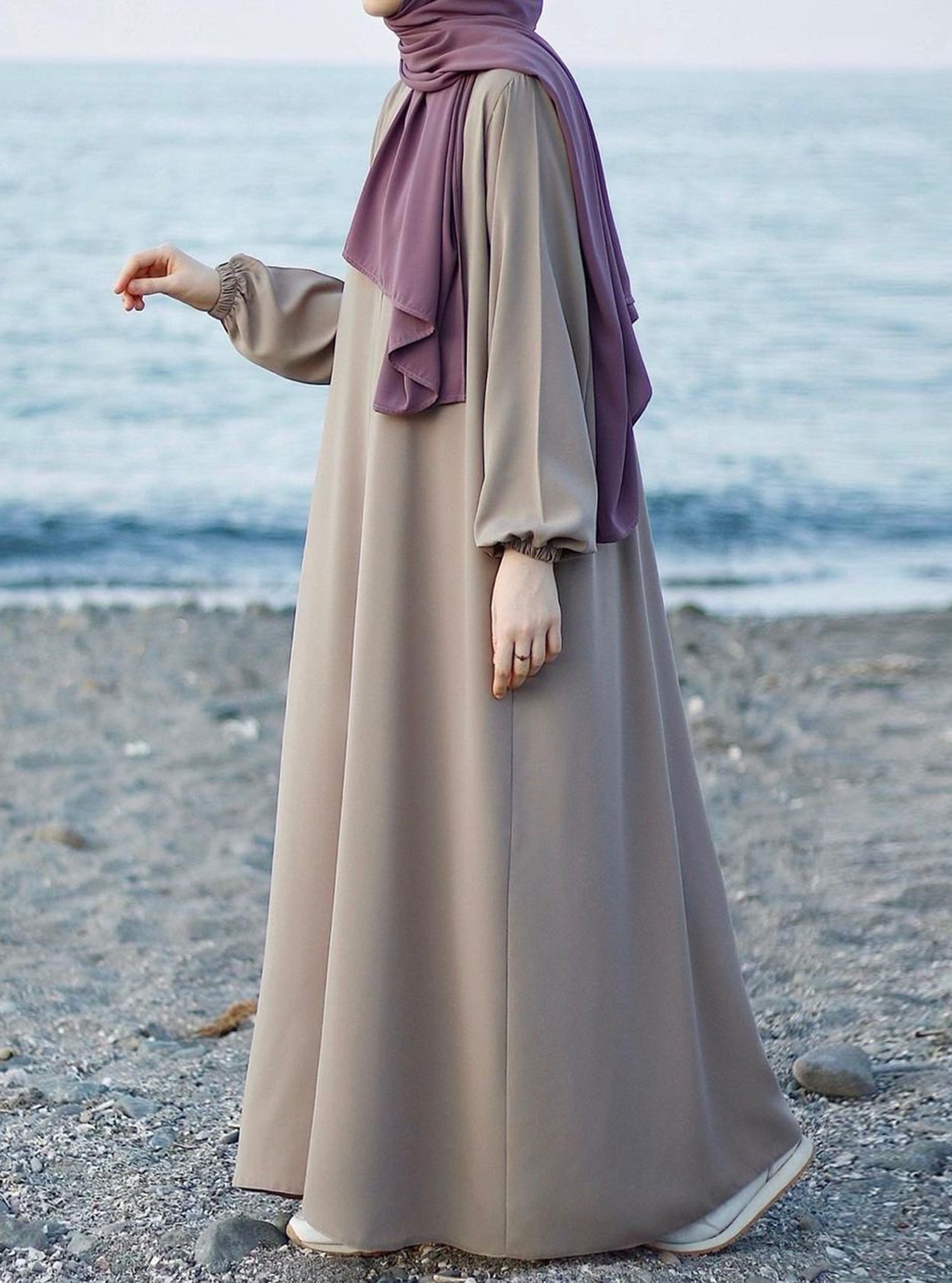 Color abaya #6 lightweight colored abaya with front zipper detail. Comes with a heascarf Abayas ...