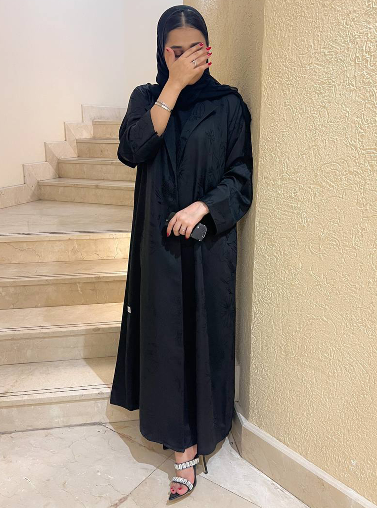 #black 40 Coat style black open abaya with headscarf. Abayas from Zee ...