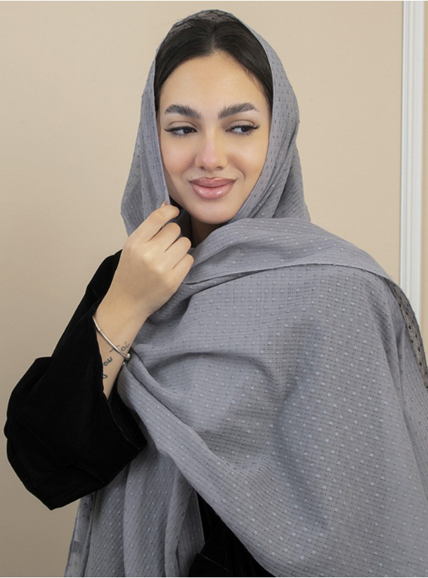 Dots Headscarf Grey polka dot lightweight headscarf, measures 75cm x 2m ...