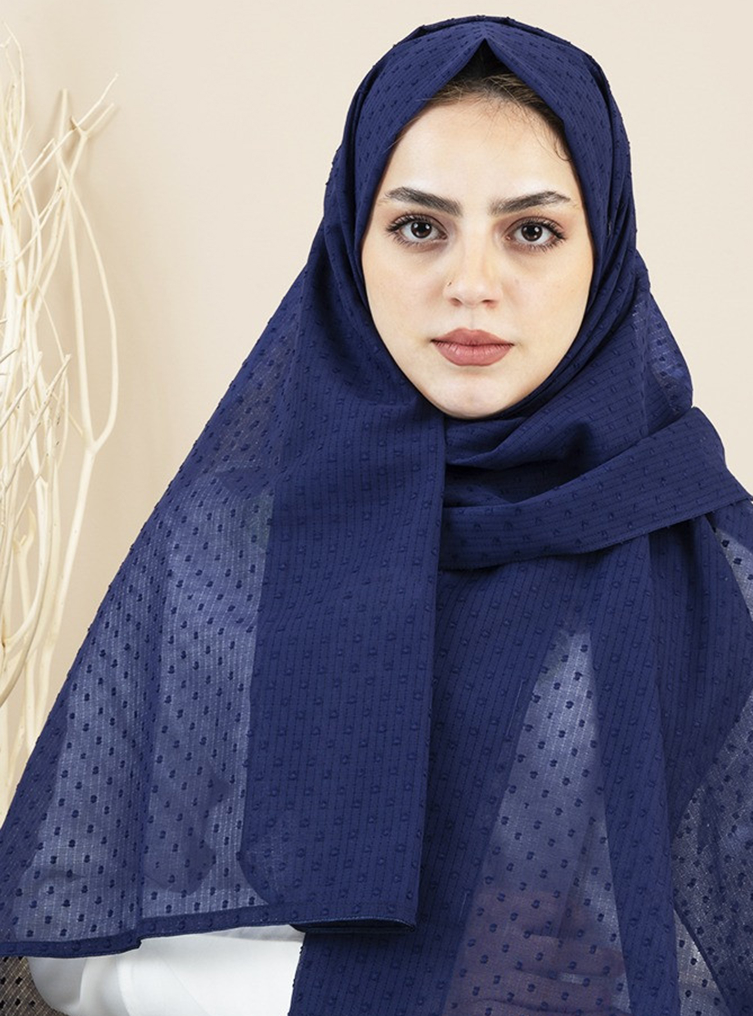 Dots Headscarf Navy blue polka dot lightweight headscarf, measures 75cm ...