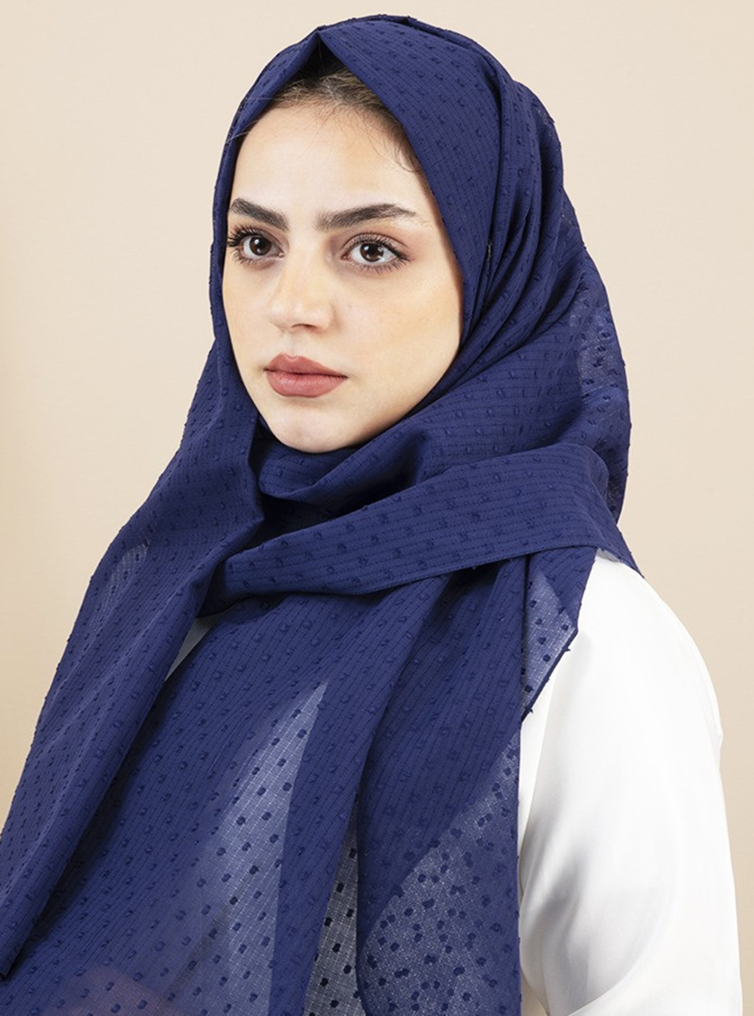 Dots Headscarf Navy blue polka dot lightweight headscarf, measures 75cm ...