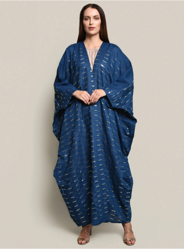 Bisht abaya Ink blue bisht abaya with embroidery. Abayas from Brokar ...