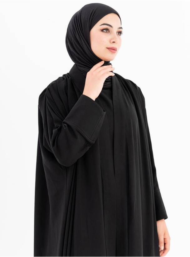 Abaya #55 Simple black open abaya. It comes with a matching headscarf Abayas from Zee Abaya ...