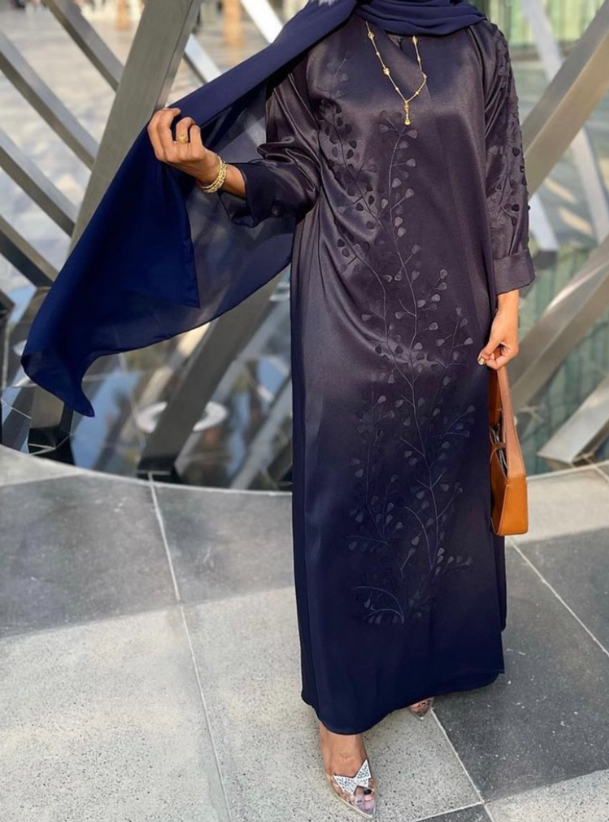 Navy Abaya Elegant Navy Blue Detailed Abaya Abayas from My Abaya at Boksha