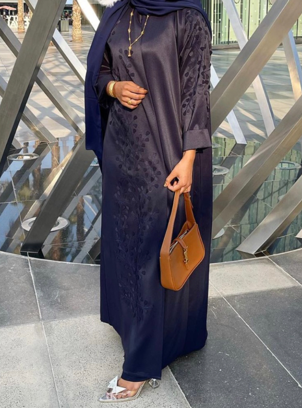 Navy Abaya Elegant Navy Blue Detailed Abaya Abayas from My Abaya at Boksha