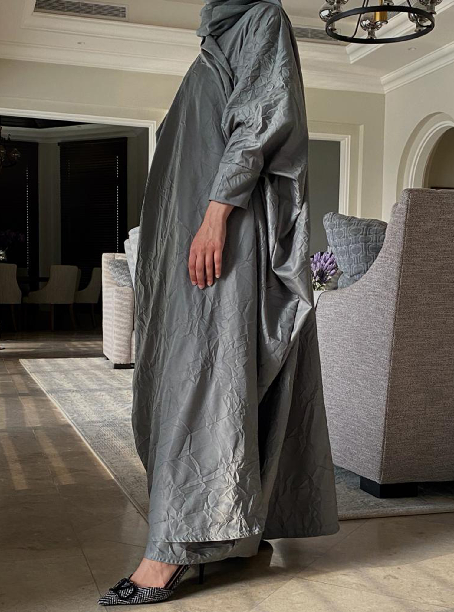 Grey Abaya Lightweight Crushed Taffeta Abaya In grey. Matching headscarf included Abayas from ...
