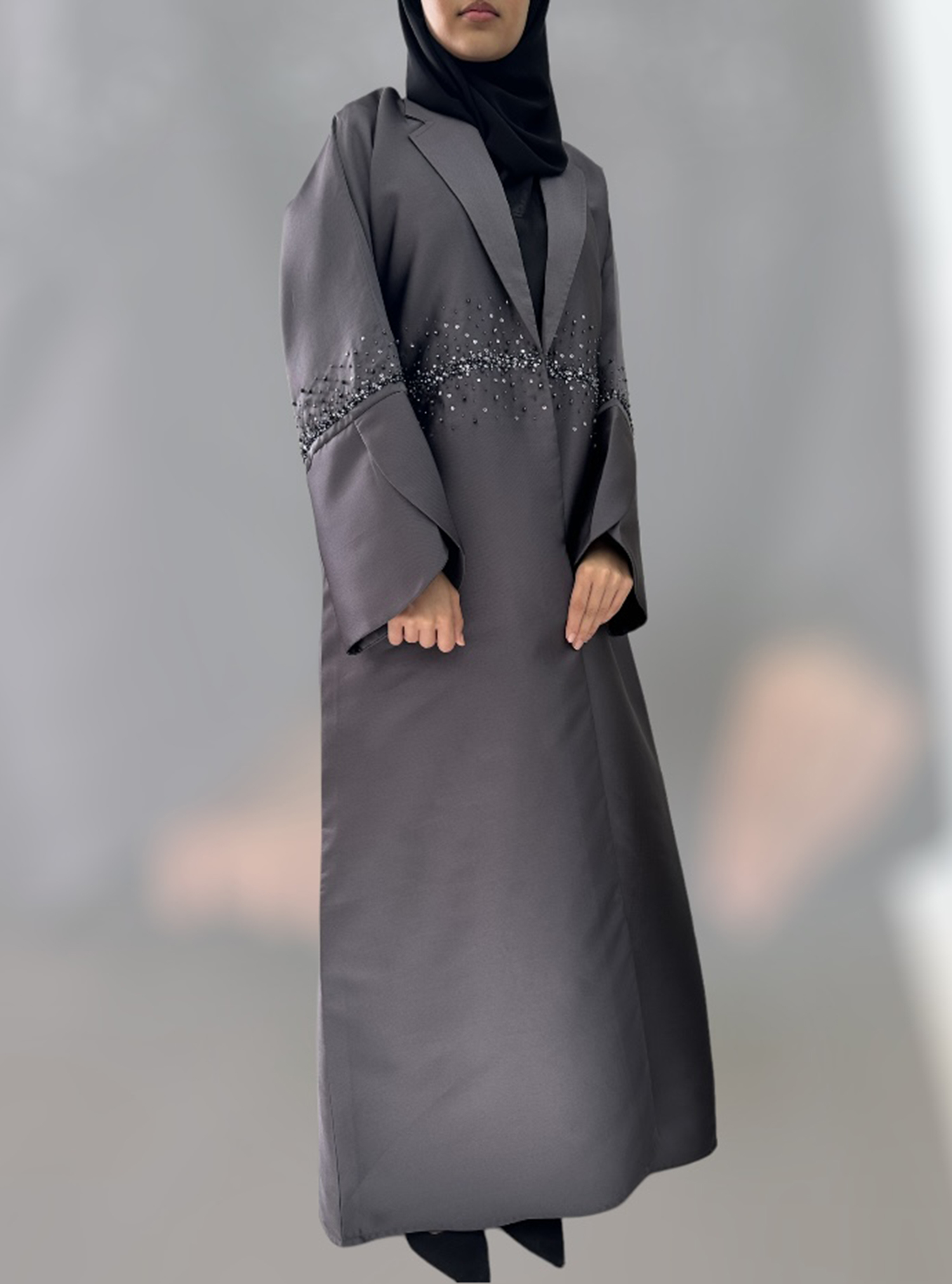 Lunar night Dark Gray abaya Inspired by the Lunar night Abayas from Pretty Boutiques at Boksha