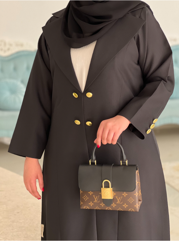 Coat Abaya Black coat style Abaya with decorative gold buttons. Comes ...