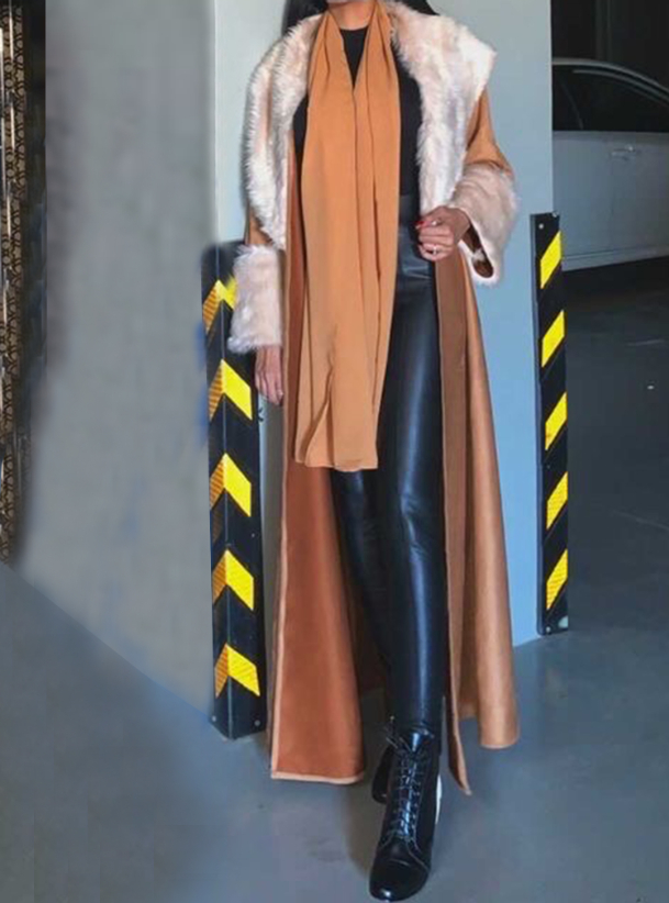 Camel fur Winter abaya with fur in hands and shoulders. Abayas from at ...
