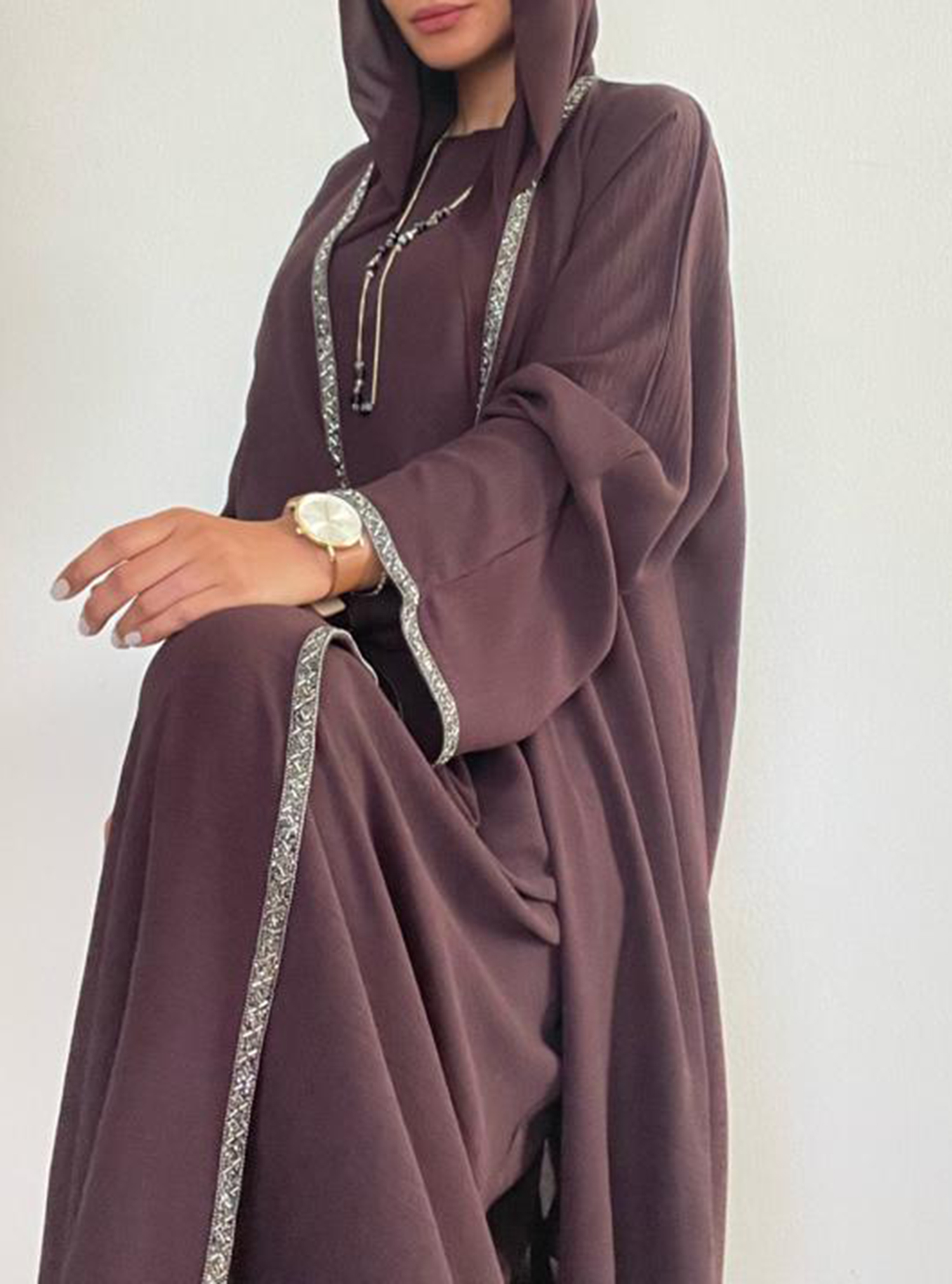Brown abaya Brown abaya with contrast trimmings. Comes with a dress and headscarf. Abayas from ...