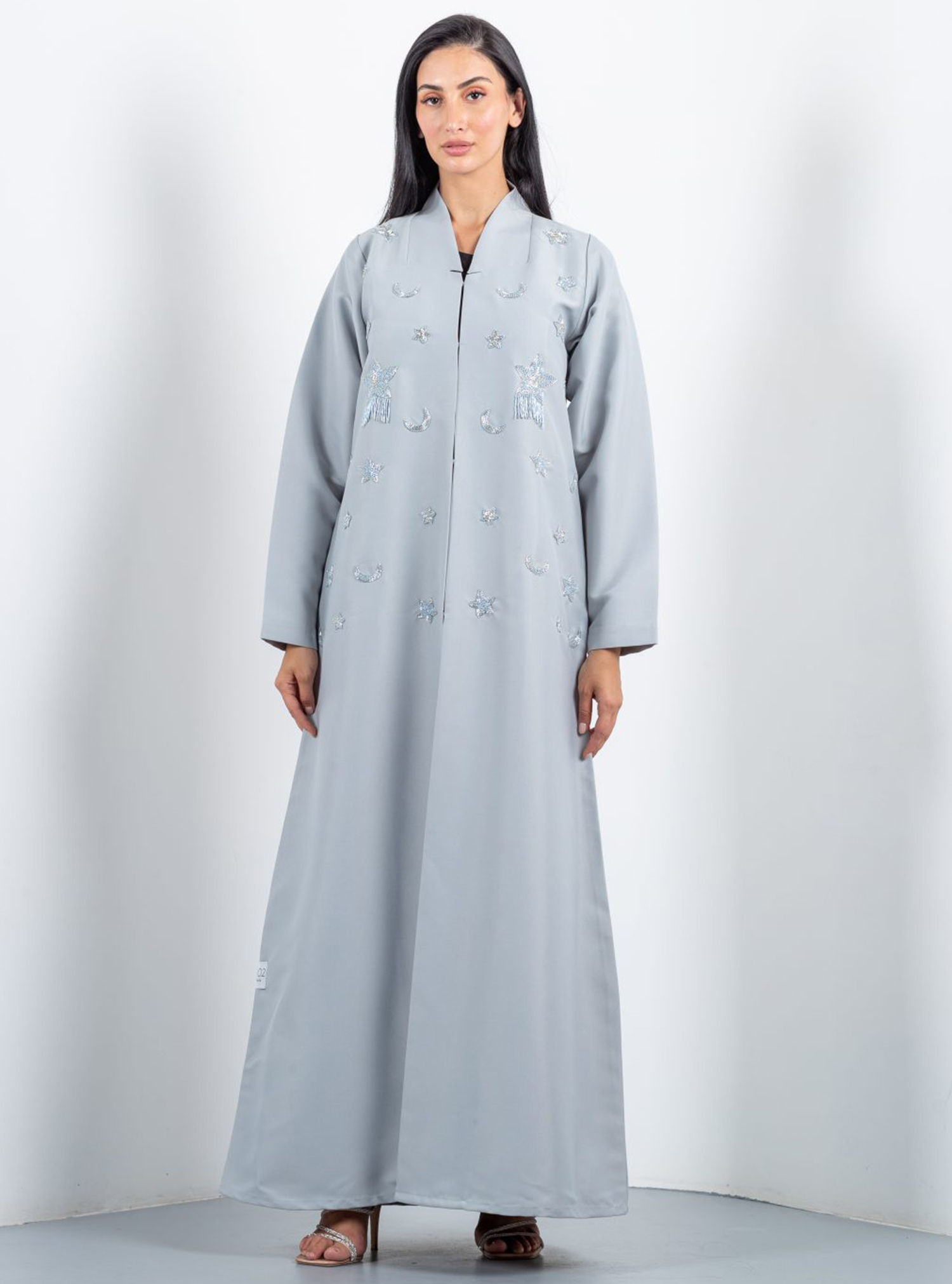 ABAYA J01 abaya decorated with stars and moon with hand-embroidery in ...