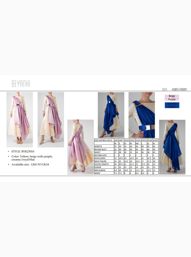 BYK23010 Peach Peach boat neck organza dress with asymmetrical overlay ...