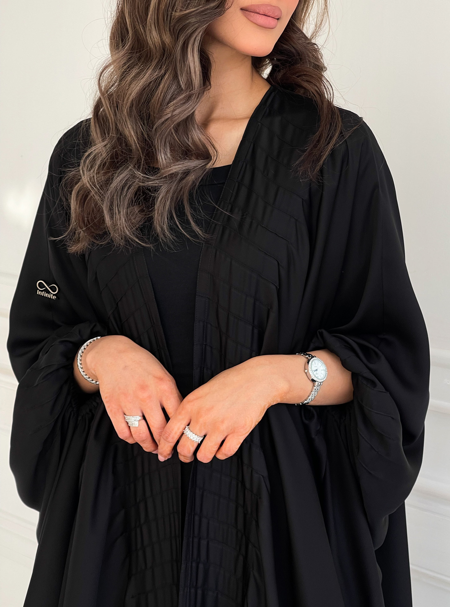 Inf02 Abaya Black oversized bisht abaya with bubble sleeves and ...