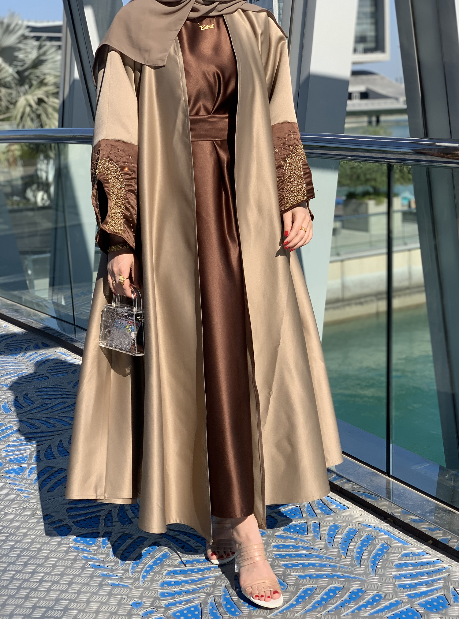 Abaya set Best seller ,, we combined brown and beige and added some ...