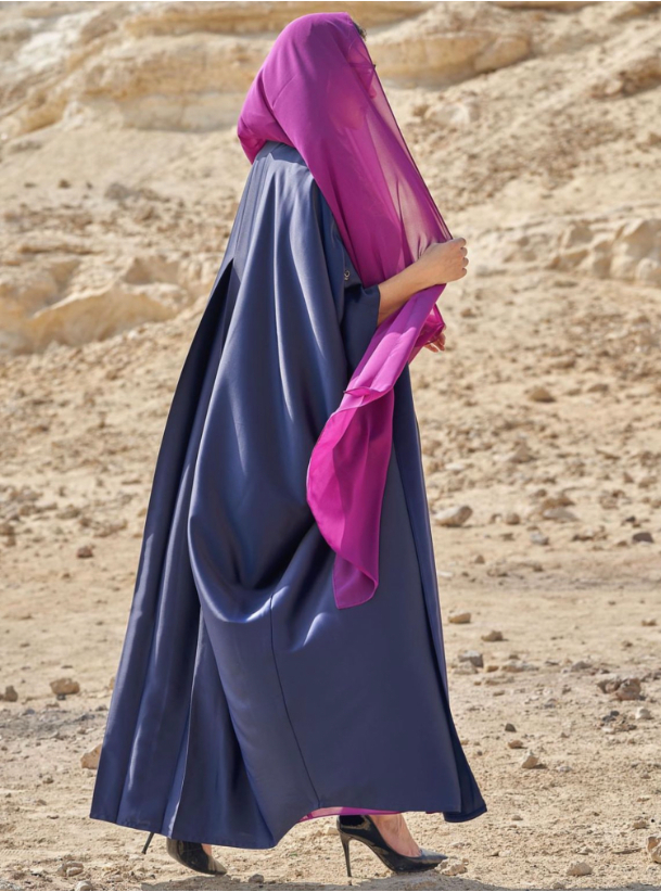 Inf06 Abaya Navy and orchid colorblock abaya with contrast headscarf ...