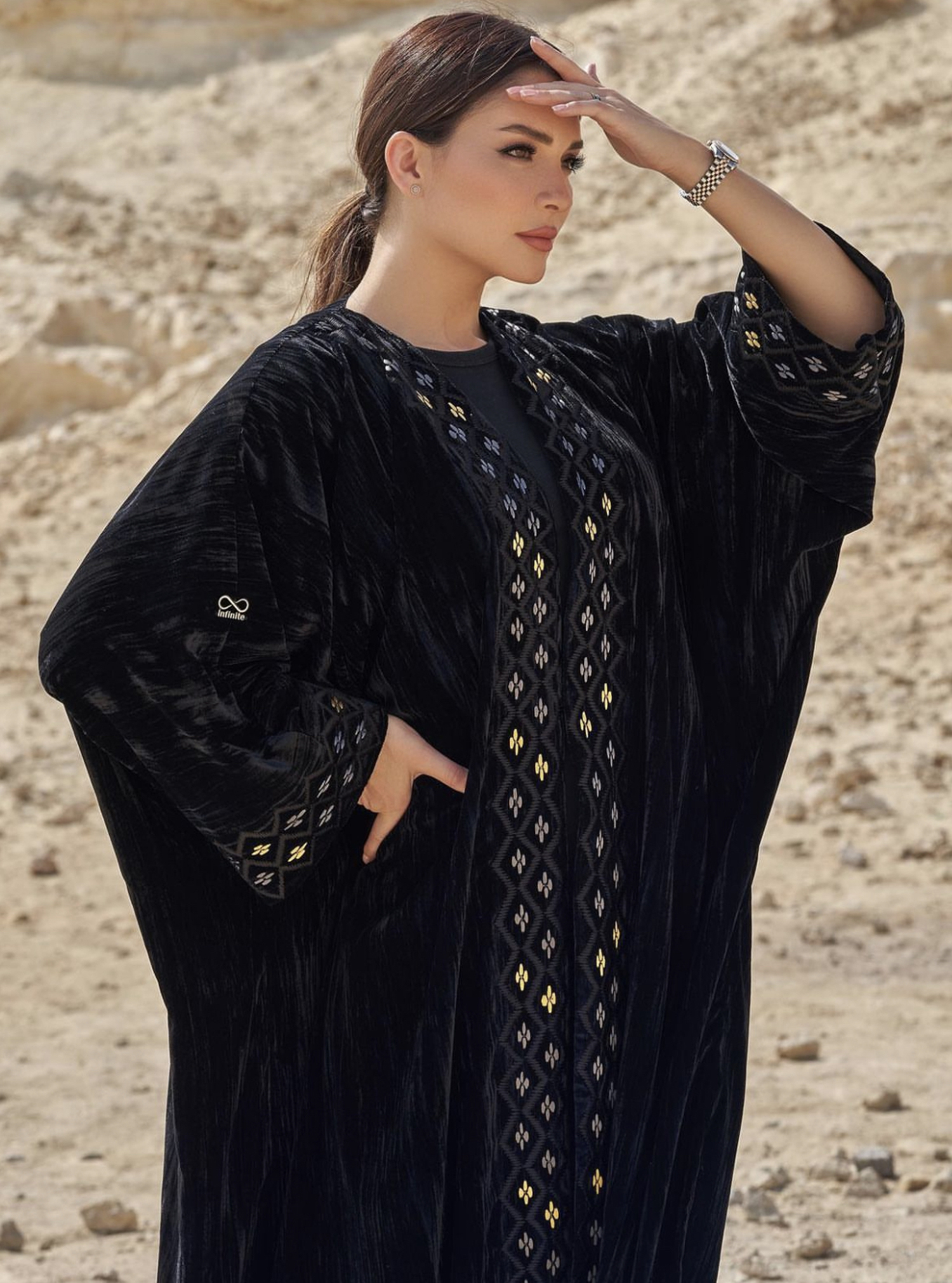 Inf002 Bisht Elegant velvet bisht with multi color embroidered ...