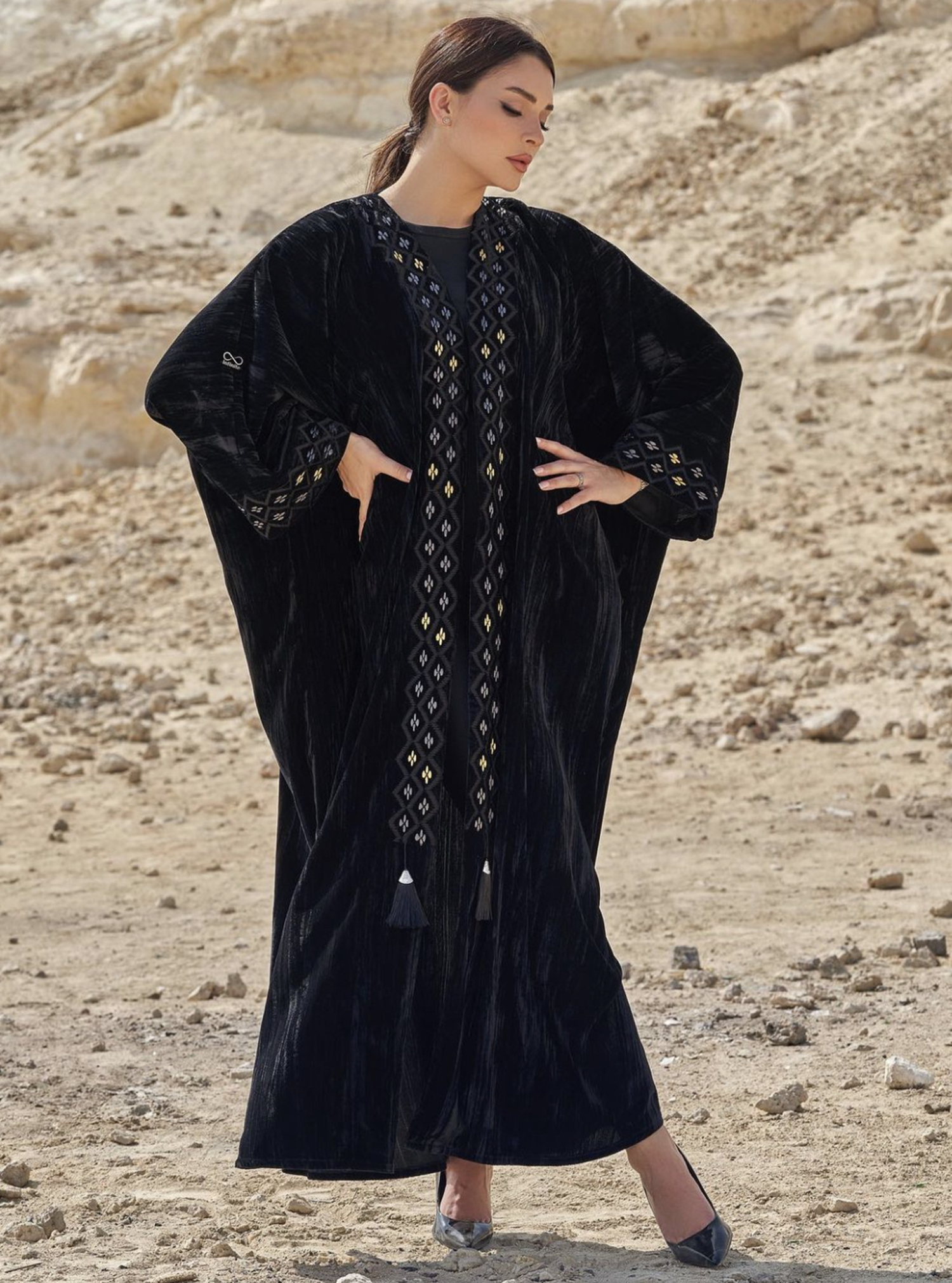 Inf002 Bisht Elegant velvet bisht with multi color embroidered ...