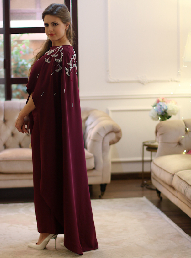 SS7 Dress Embellished long cape dress Dresses from N 27 Boutique at Boksha