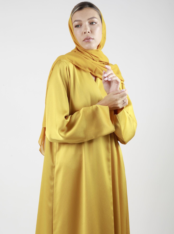 Mustard Abaya Grain Silk Abaya in mustard yellow shade. Abayas from ...