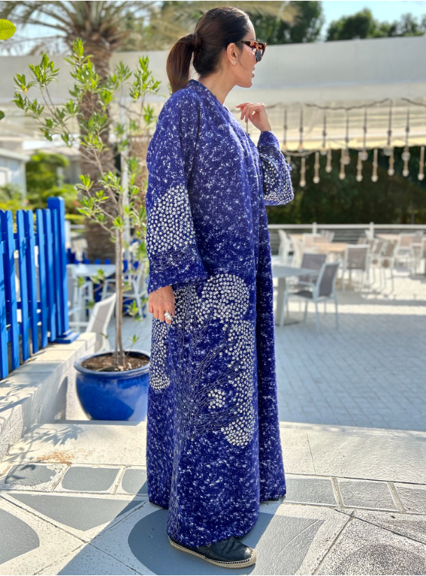 Winter Bisht Blue textile winter bisht abaya comes with handwork ...