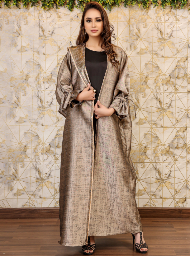 VI Champagne Dual Tone Champagne & Bronze Color Assymetrical Collared ...