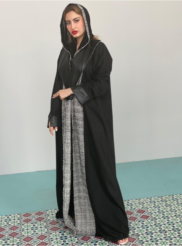 Code 65 Abaya Winter Abaya with tweed and leather trimmings. Comes with a headscarf. Abayas from ...