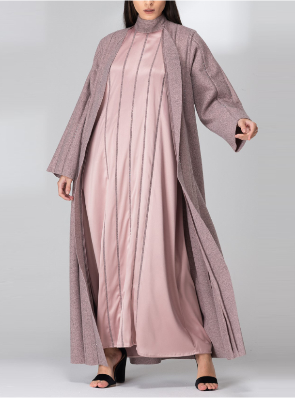 Winter Abaya Full abaya with front straight lines embellished by ...