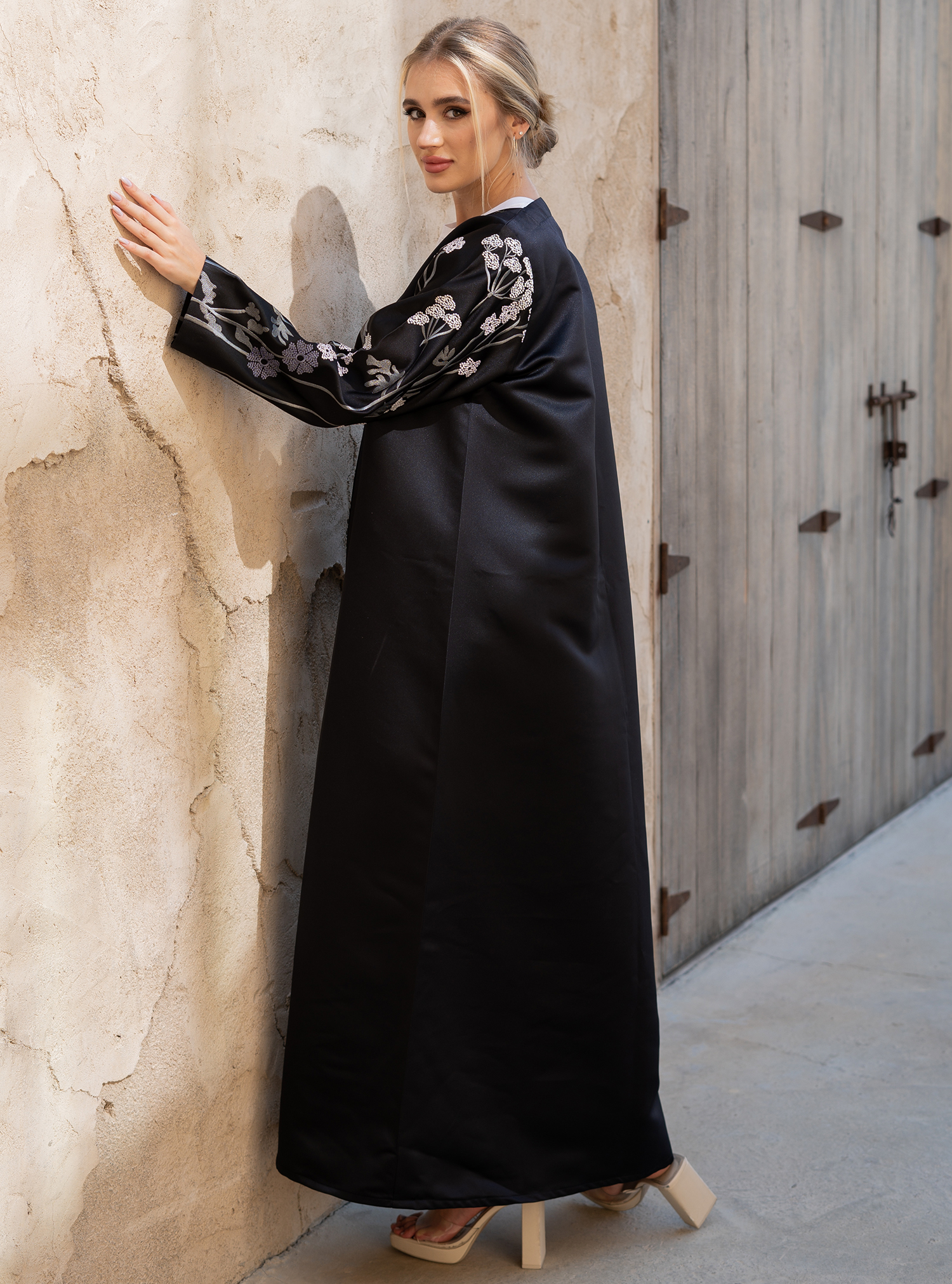 Black abaya Black abaya with floral embroidery on the sleeves. Abayas ...