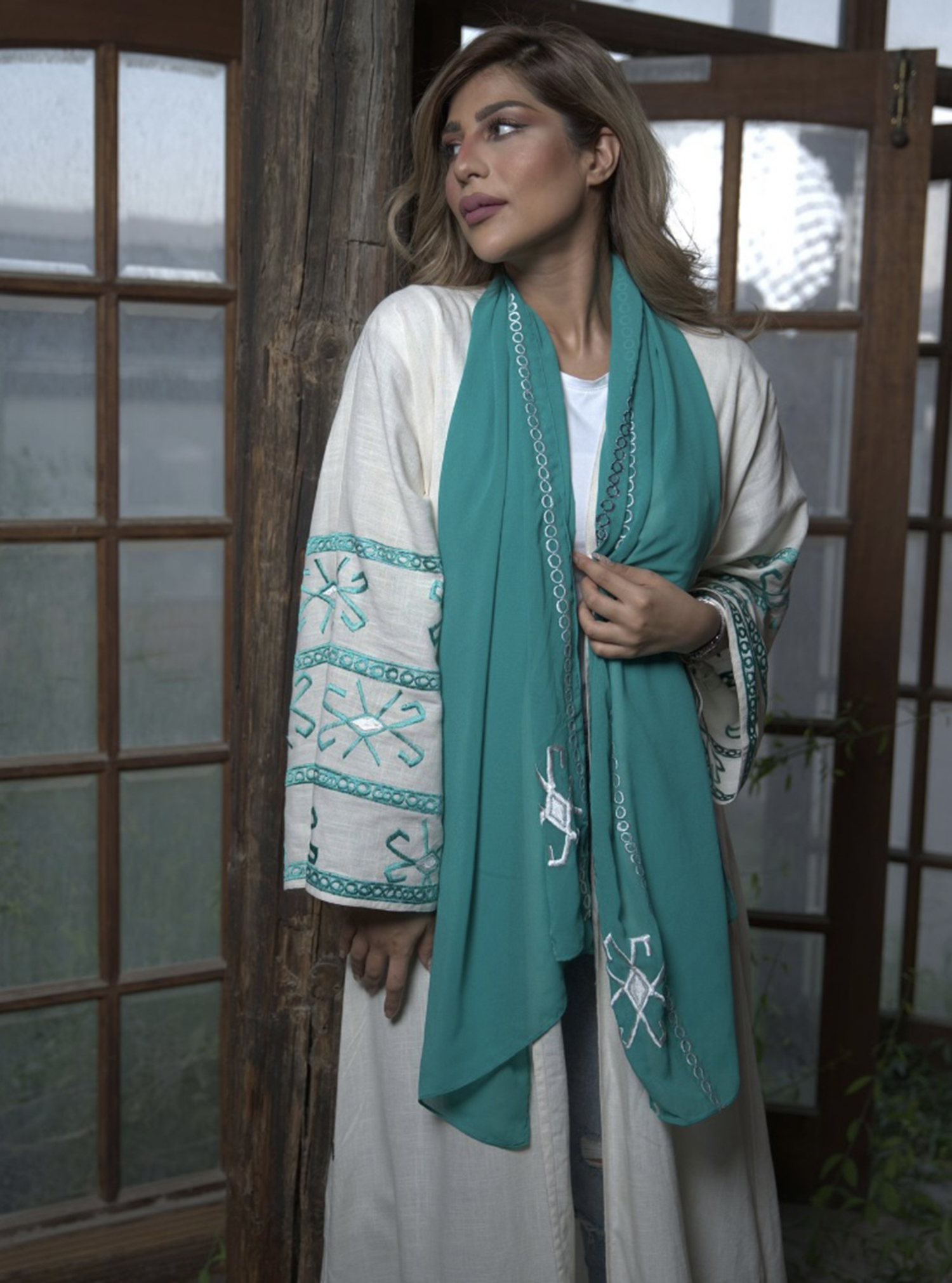 Special abaya Linen abaya with contrast embroidery. Comes with a ...