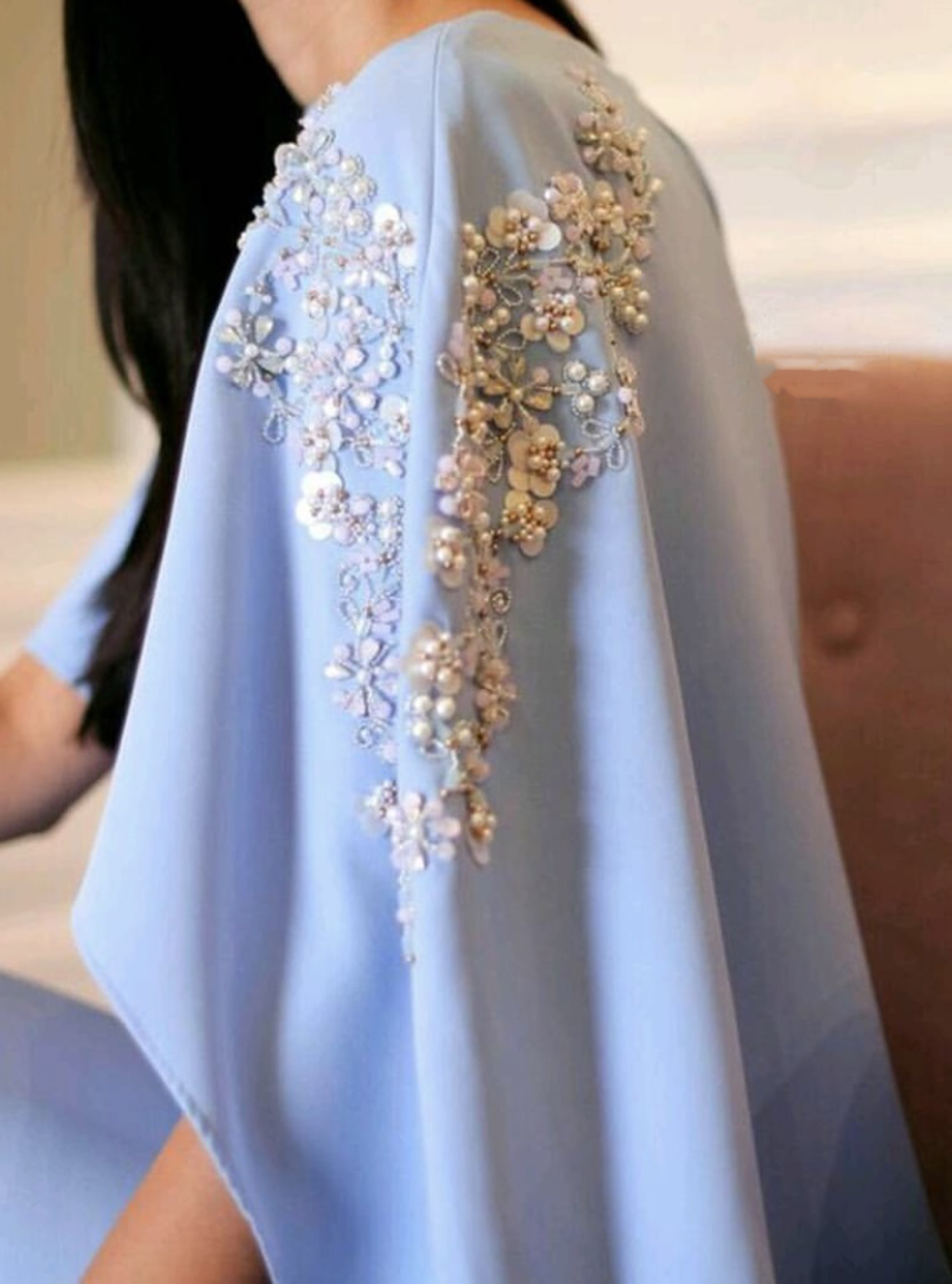 FW16033 Dress Short cape dress with hand embroidery Dresses from N 27 Boutique at Boksha