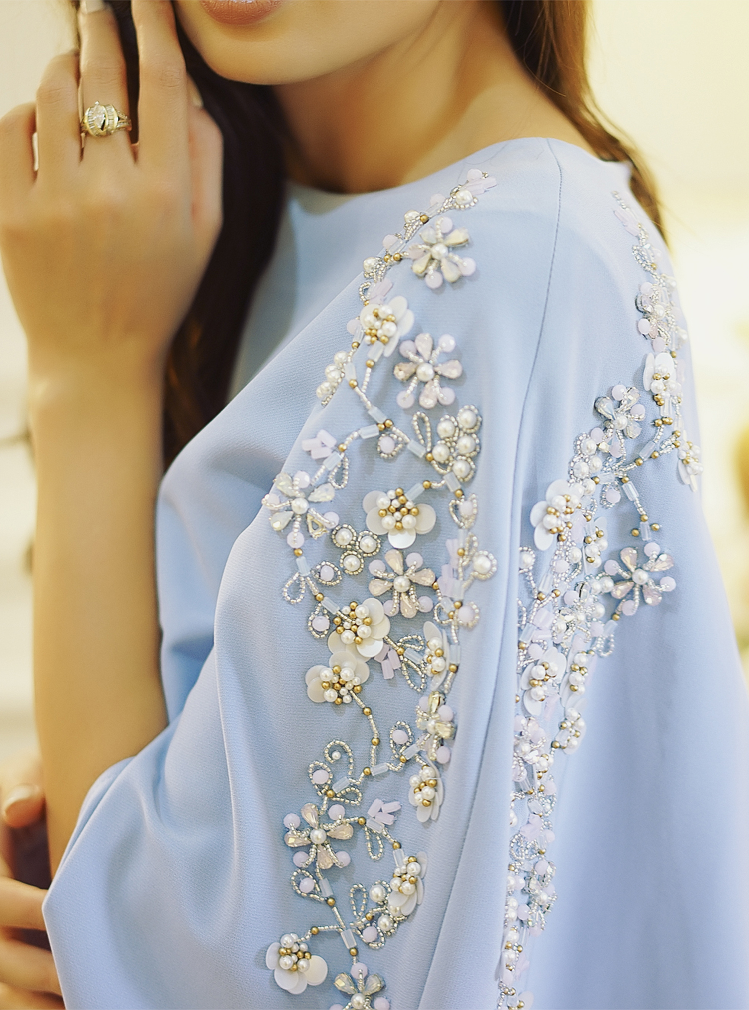 FW16033 Dress Short cape dress with hand embroidery Dresses from N 27 Boutique at Boksha