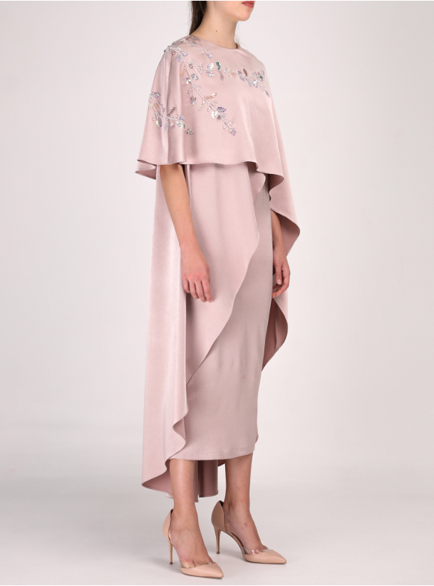 BYK22012 pink Petal pink cape dress with embellishment. Dresses from ...