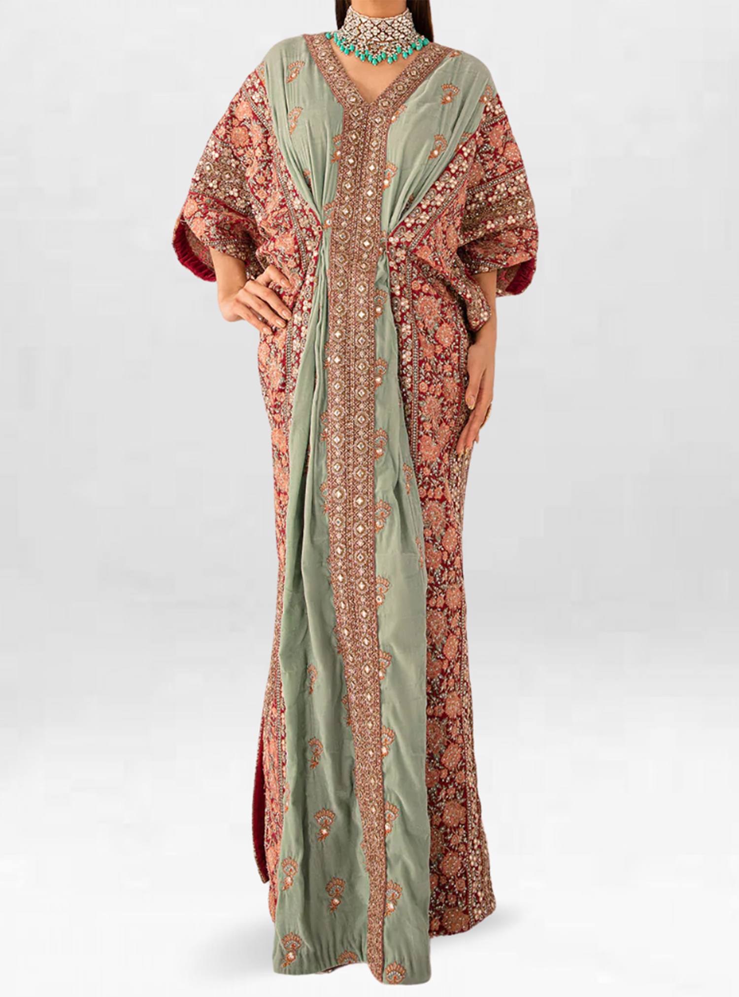 Velvet jalabiya Embellished jalabiya with cinched waist. Kaftans from ...