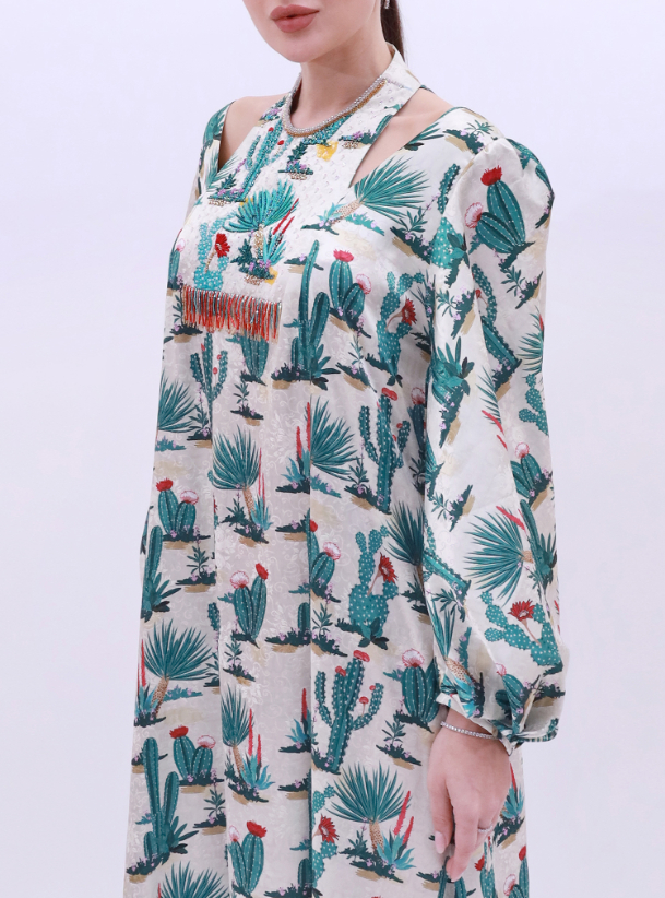 Model No - 1096 Colorful printing design on Armani fabric with handwork ...