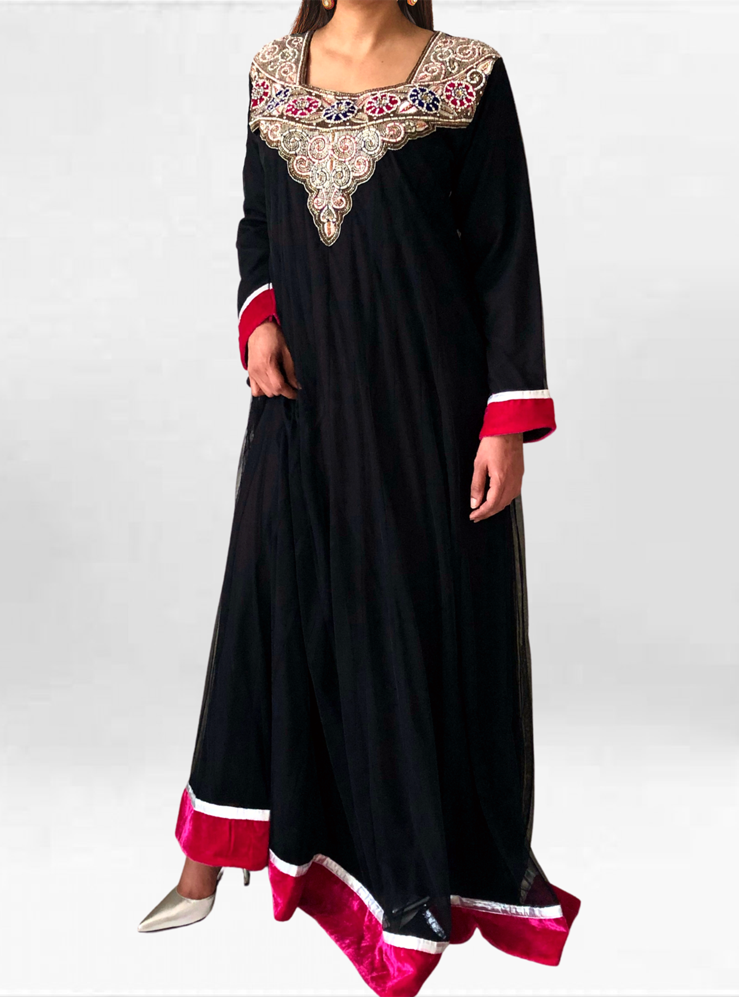 Black Jelabiya Exquisite Black Tulle Jelabiya with Delicate Embroidery ...
