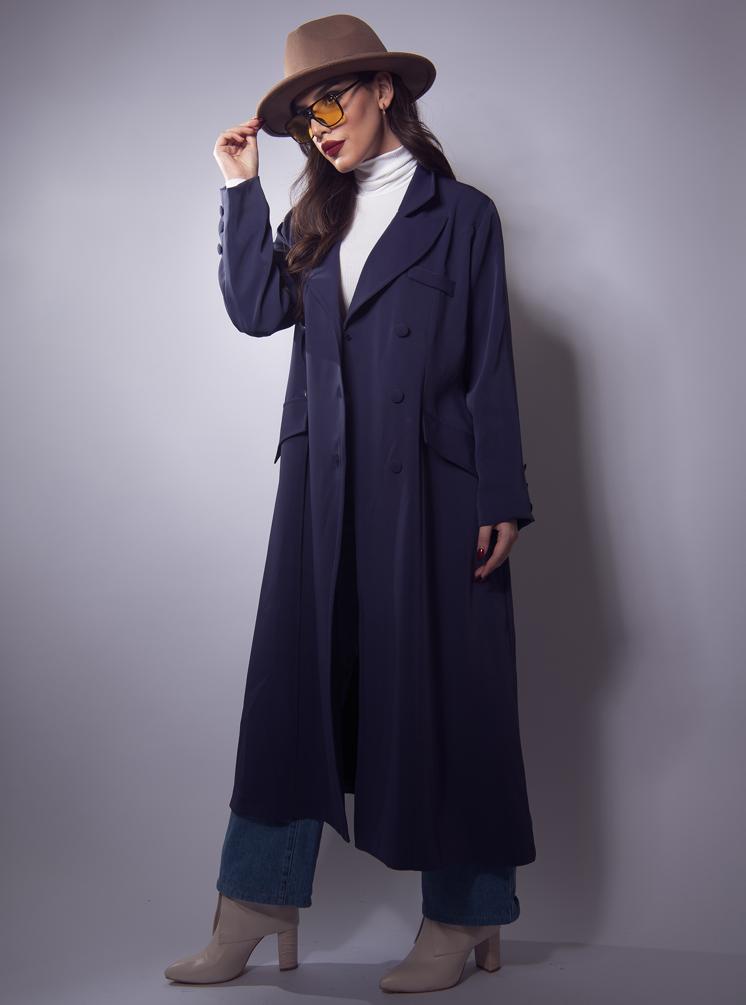 Abaya jacket Indigo Abaya jacket with buttons and pockets for ...