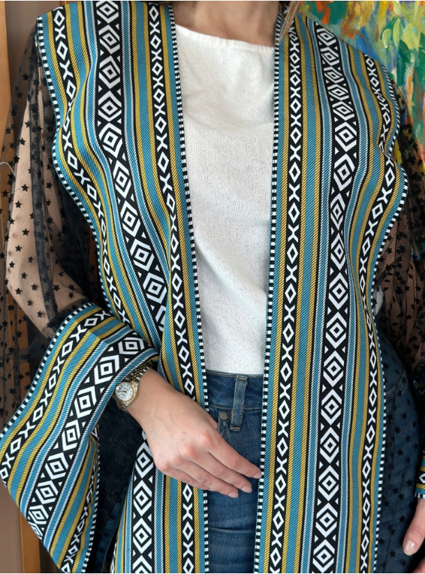 Sadaw bisht Stylish bisht with unique tulle sleeves and shadow ...