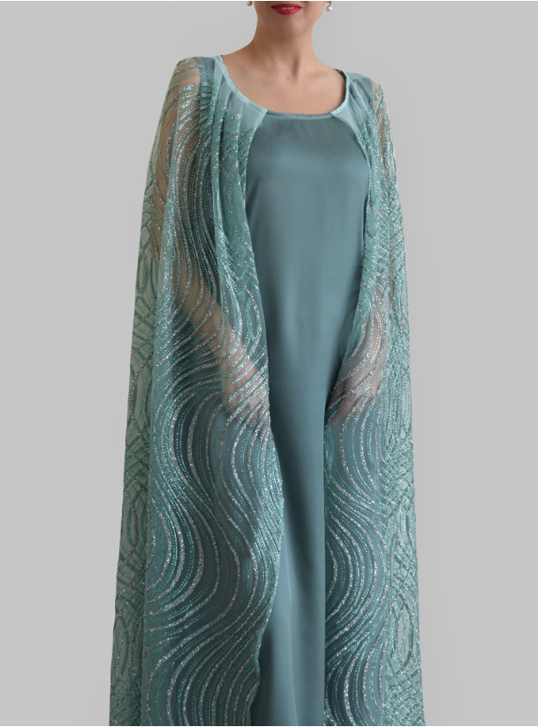 Crystal cape Crystal cape made of tulle with attached silk inner dress ...