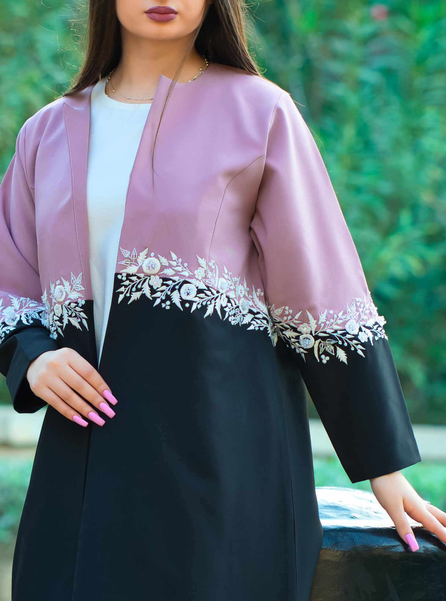 Navy abaya Navy abaya with embellished sleeves. Comes with a headscarf ...