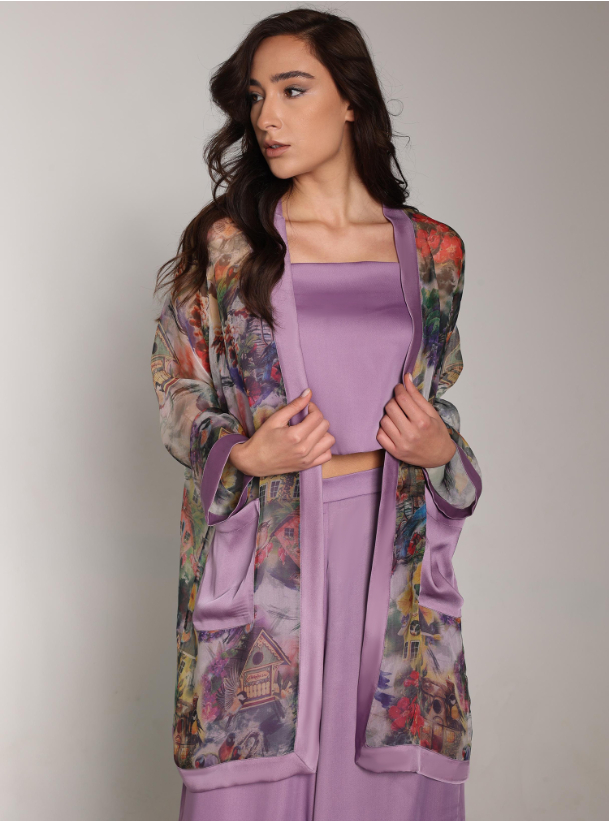 Midi Kaftan Modern Style Kaftan in organza, long sleeves, easy to match ...