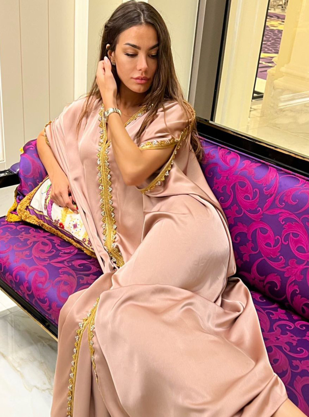 MAYS PINK A flowy crepe kaftan with intricate embellishments exudes grace and elegance. Kaftans ...