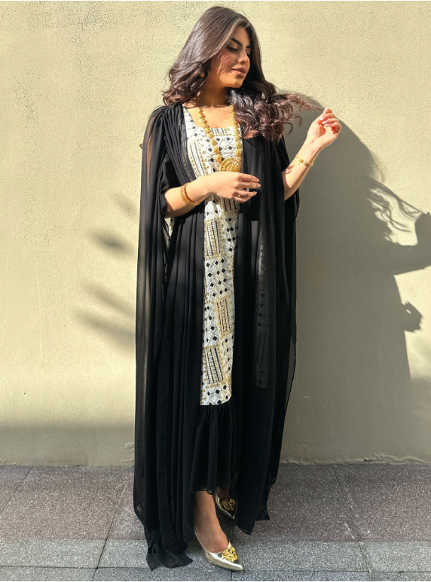 Jalabiya Set Three-piece jalabiya set featuring intricate design with ...