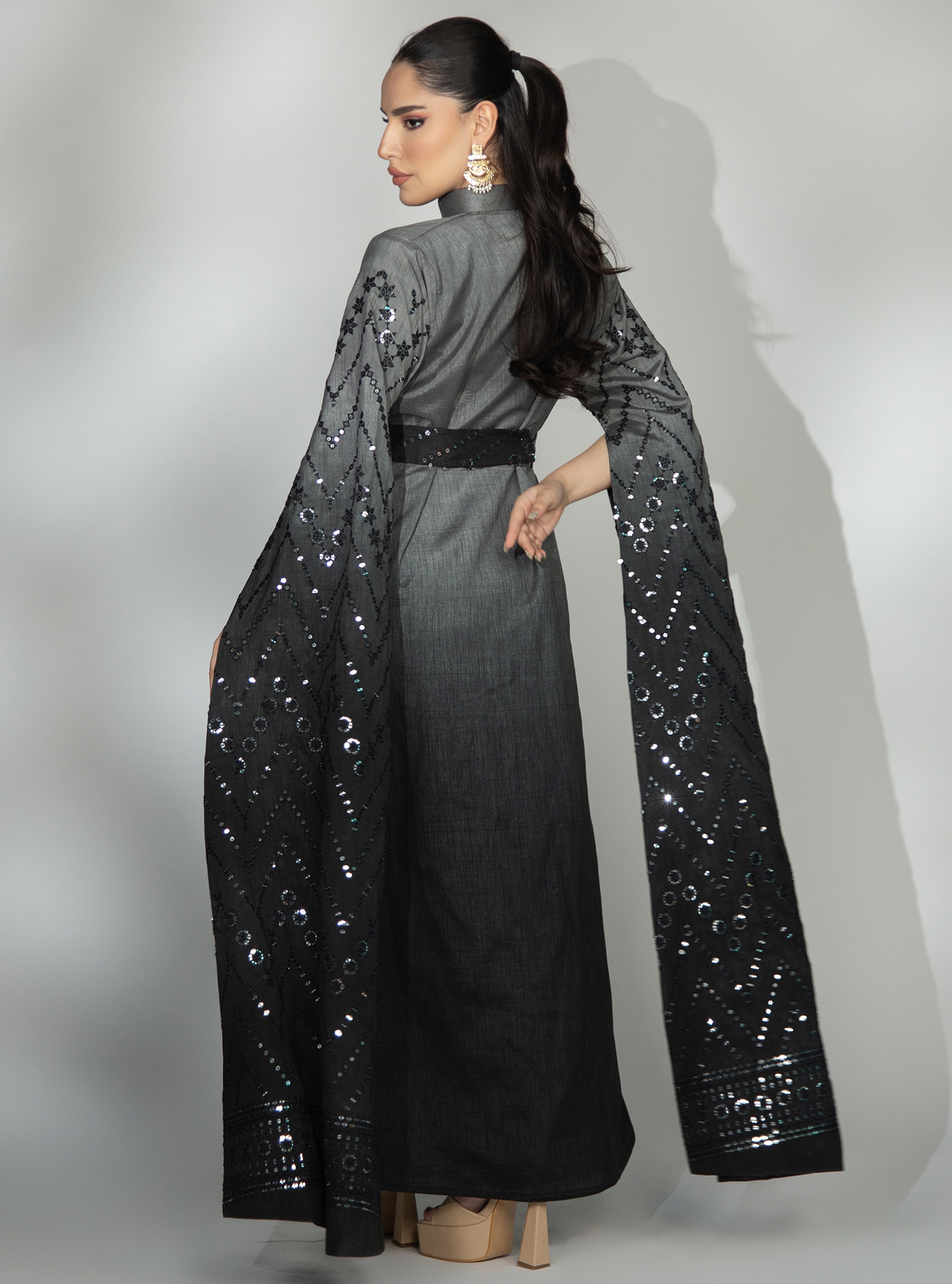 Modern Kaftan Grey modern kaftan with mandarin neckline and an ...