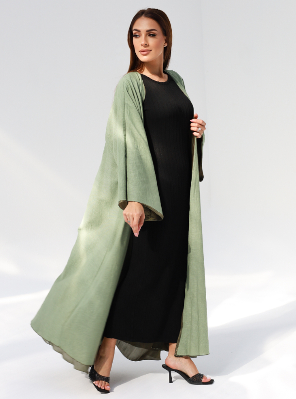 Double Sided ab Double sided green abaya linen+soft organza Abayas from ...