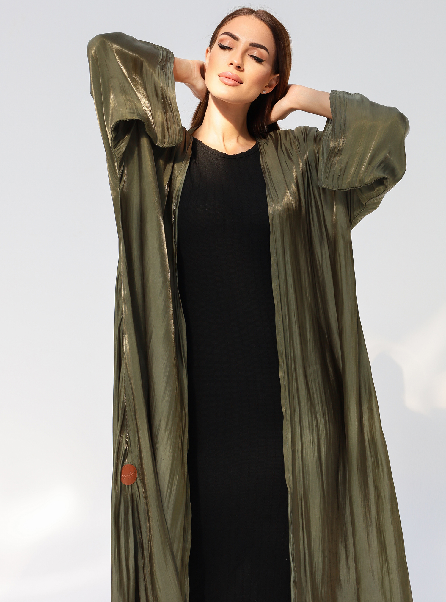 Army green soft organza colored abaya Abayas from Seventy6 Boutique at ...