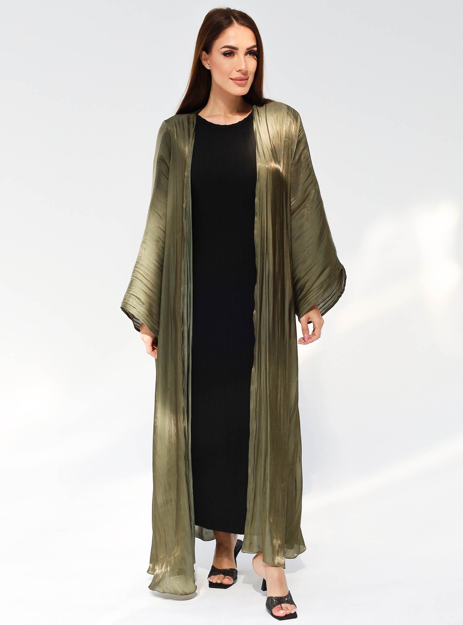 Army green soft organza colored abaya Abayas from Seventy6 Boutique at ...