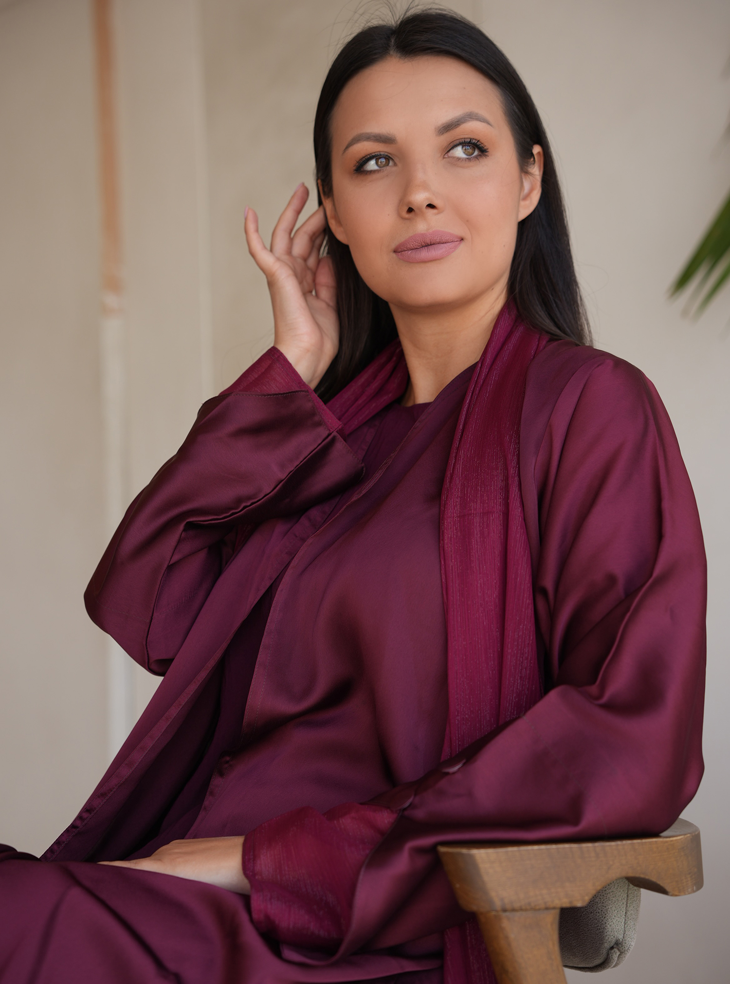 Maroon abaya The maroon satin abaya is simple abaya with cuts on the ...